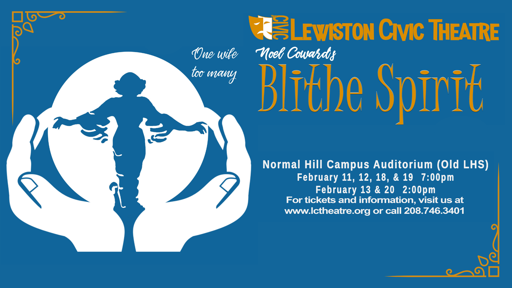 Blithe Spirit Event Cover -7 pm | Lewiston Civic Theatre