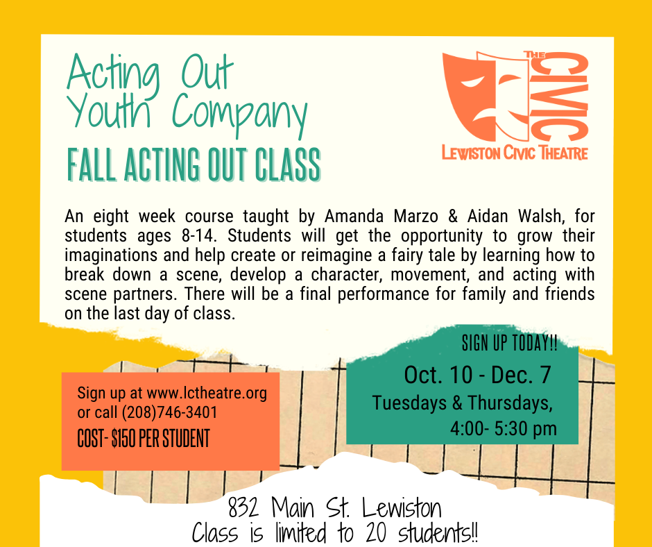 Facebook Post – Fall Acting Classes | Lewiston Civic Theatre